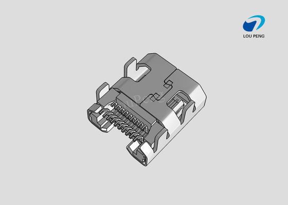 China 0.40mm Pitch Micro HDMI Connector, Right-Angle Receptacle, Surface Mount, with Through Hole Shell Tabs supplier