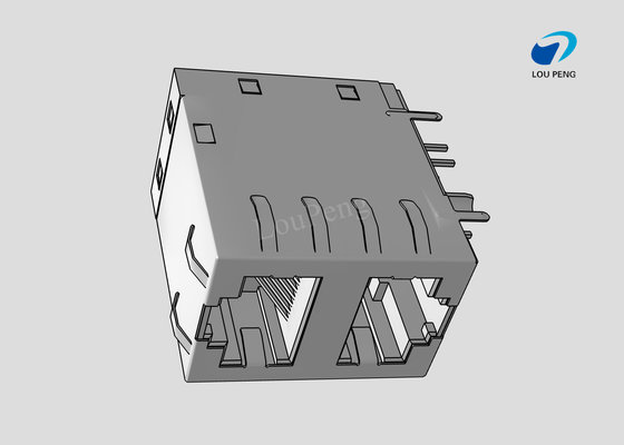 China RJ45 Connectors, RJ45 with Integrated Magnetics, Multiple Ports, Port Matrix Configuration 2 x 1, RJ Type Jacks &amp; Plugs supplier