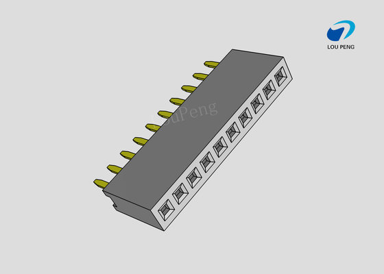 China Female header, PCB Mount Receptacle, Vertical, Board-to-Board, 10Pin, 1.27mm Pitch, single row, Gold Flash, DIP, 180° supplier