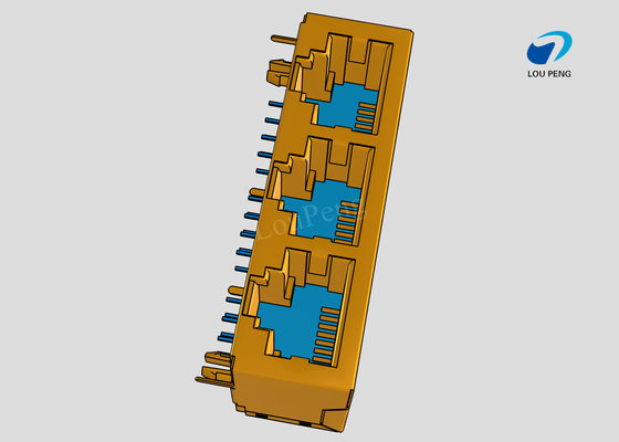 RJ45 3-port jack Cat.5 THT angled supplier