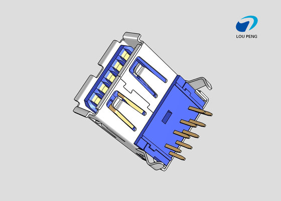 3.0MM USB A TYPE 9PIN FEMALE 90 °  Gold-Plated BLUE supplier