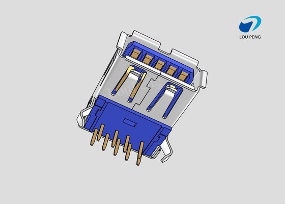 3.0MM USB A TYPE 9PIN FEMALE 90 °  Gold-Plated BLUE supplier