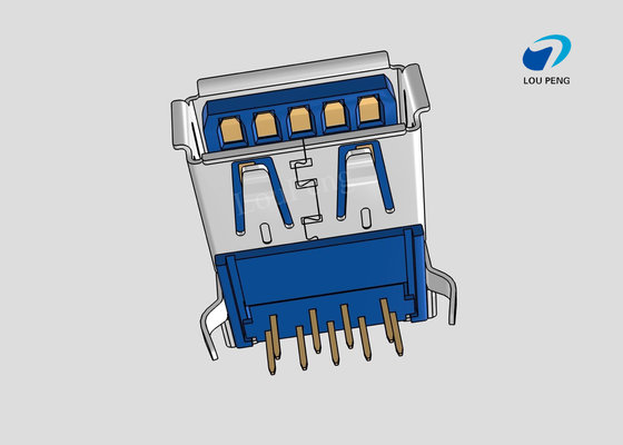 USB 3.0MM A TYPE 9PIN FEMALE 90 ° RIGHT ANGLE Gold-Plated BLUE supplier